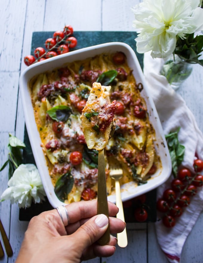 Ricotta Stuffed Shells • Stuffed Shells Recipe with Video • Two Purple Figs