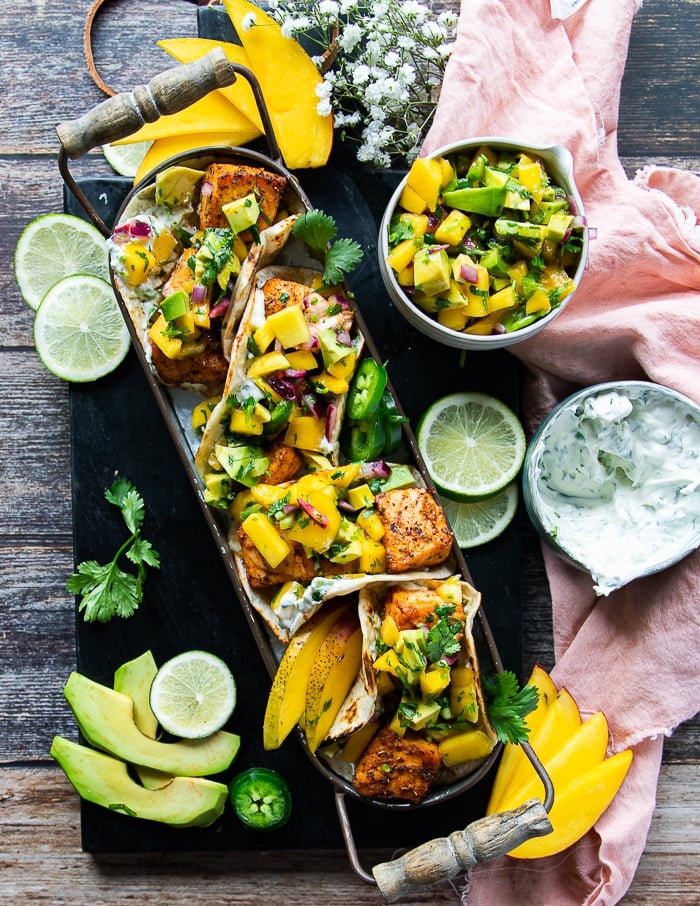 Salmon Tacos • Easy Fish Taco Recipe {Video} • Two Purple Figs