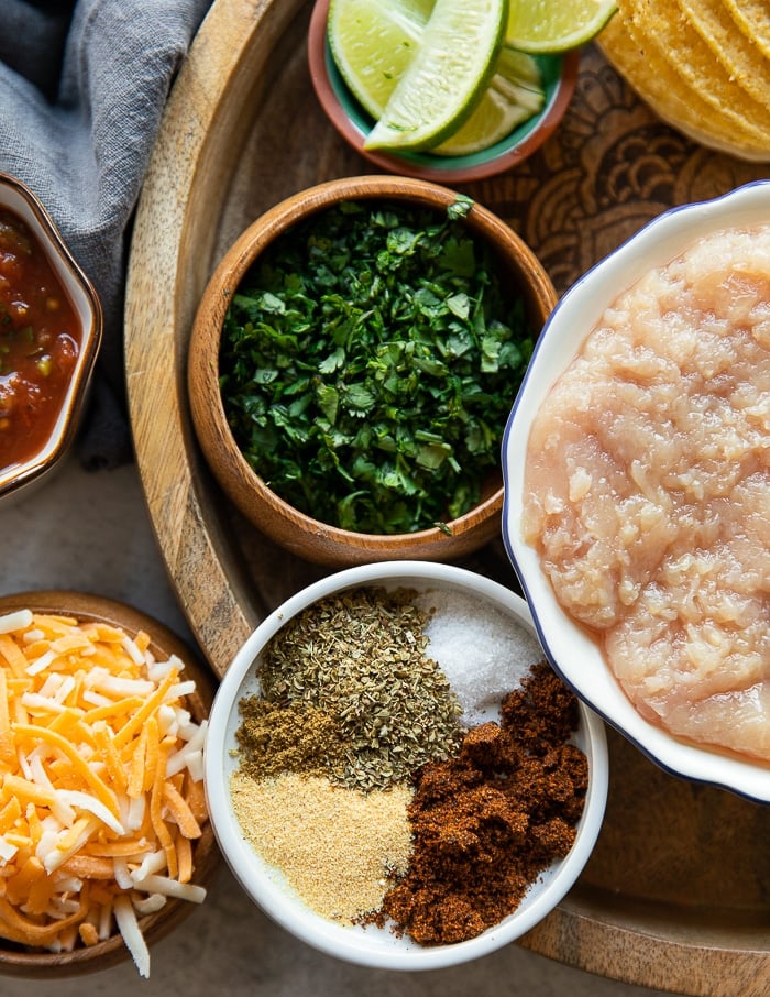 Ground Chicken Tacos • Juicy, Easy and Cheesy Taco Recipe • Two Purple Figs