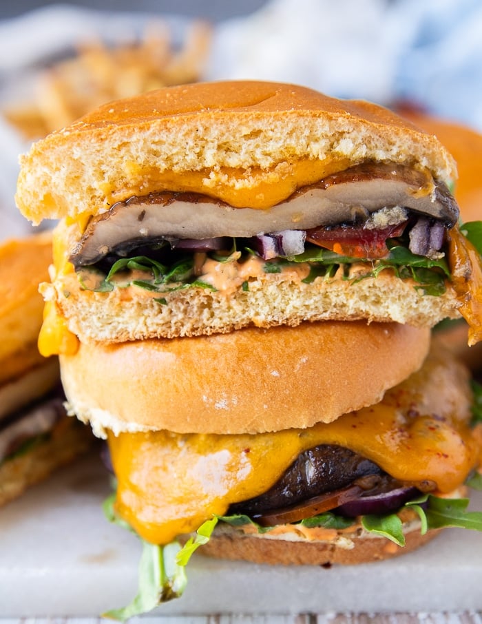 Portobello Mushroom Burger • Tasty, Easy and Quick Burger Recipe • Two ...