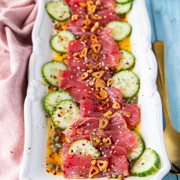 Tuna Crudo • Simple & Tasty Italian Ahi Tuna Recipe {Video} • Two ...