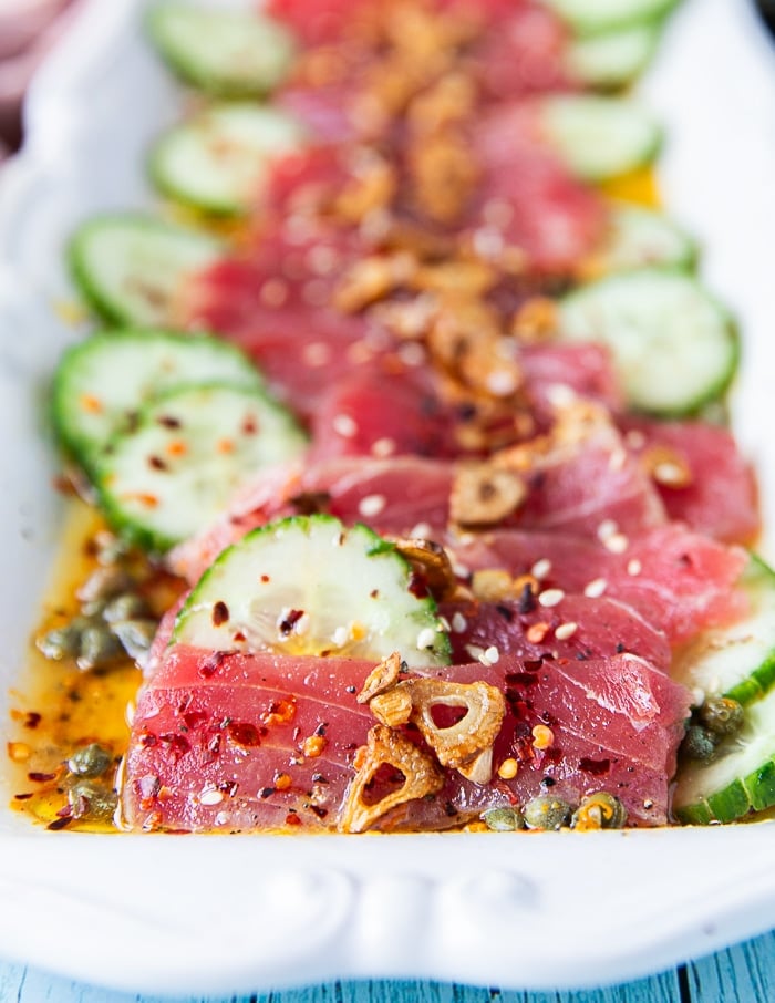 Tuna Crudo • Simple & Tasty Italian Ahi Tuna Recipe {Video} • Two ...
