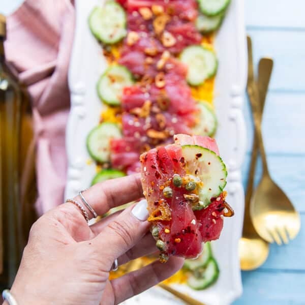 Tuna Crudo • Simple & Tasty Italian Ahi Tuna Recipe {Video} • Two ...