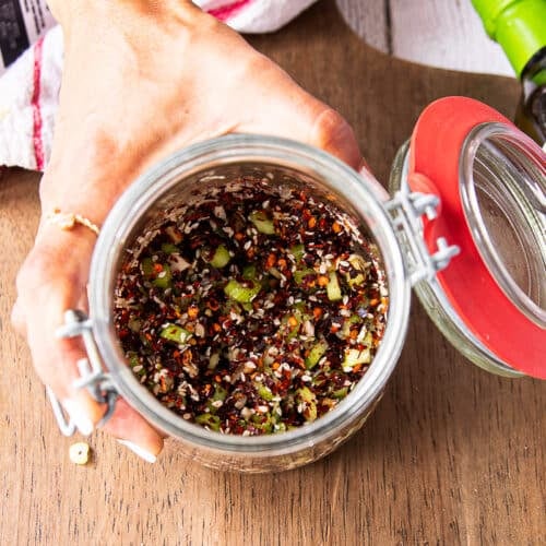 Chili Oil Recipe • Making Chili Crisp Step by Step {video} • Two Purple ...