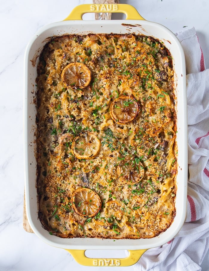 Tuna Casserole • Classic Comfort Food with an Upgrade {video} • Two Purple Figs