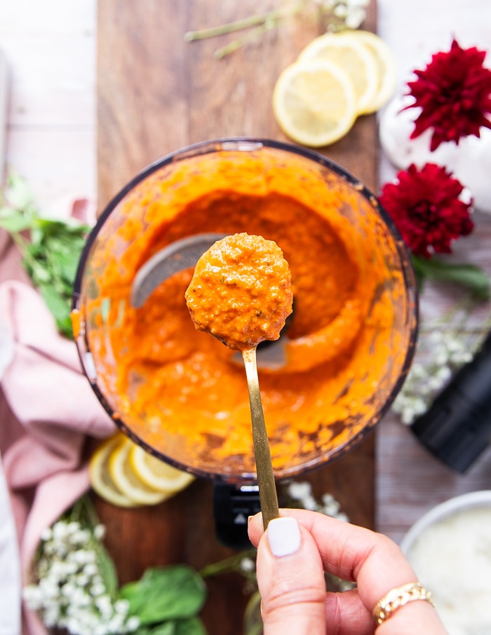 Lamb Chops • Easy Lamb Chops with Romesco Sauce • Two Purple Figs