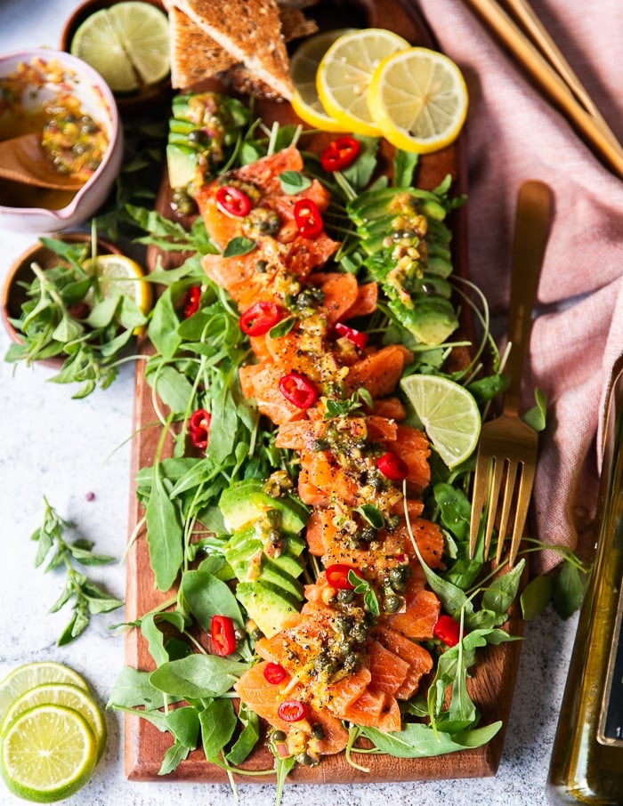 Salmon Carpaccio • Restaurant Style Raw Salmon Appetizer Guide• Two ...