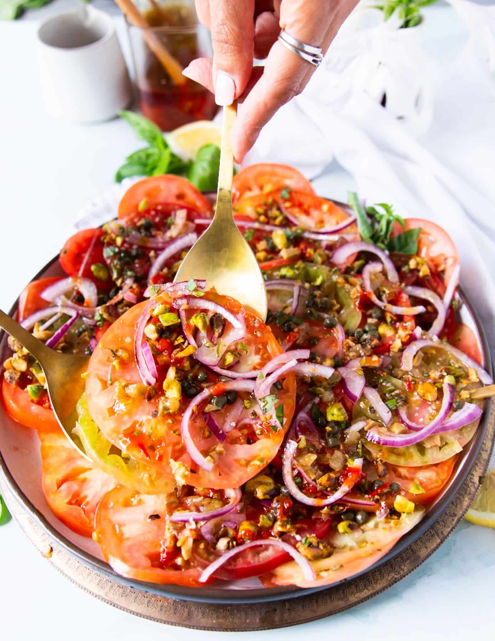 Tomato Carpaccio • Fresh and Seasonal Carpaccio Recipe • Two Purple Figs